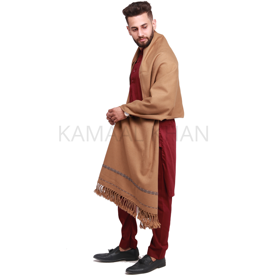 Buy Couple Shawls Badami Pan Patti Plain & Pure Acro-Woolen Dhussa ...