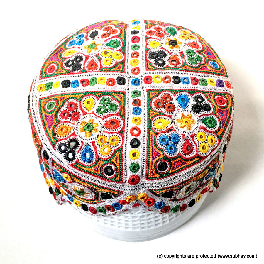 Buy White CTC Mutlicolor Bugti / Balochi Cap or Topi MKC-890 In ...