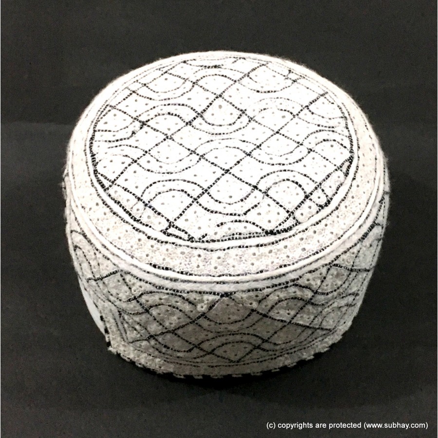Buy White & Black Jamali Sindhi Cap or Topi MKC-800 In Pakistan at ...