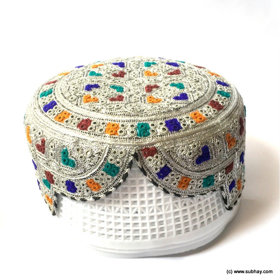 Buy Silver Zarri CTC Saeedabad Yaqoobi Zardari Cap or Topi MKC-727 In ...