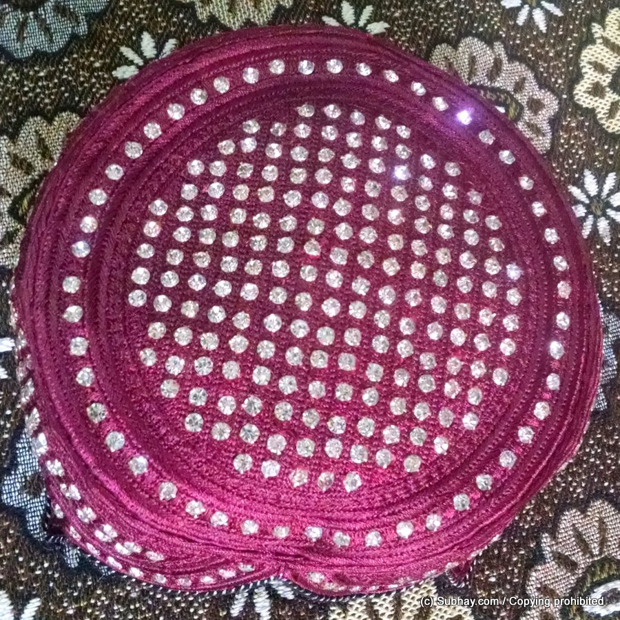 Buy Sindhi Cap / Topi (Hand Made) MK#11-3 Maroon White Full Skull ...